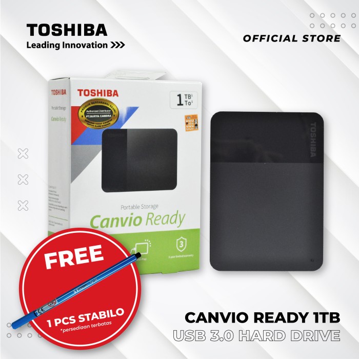 Original Toshiba Canvio Ready 1TB USB 3.0 - HD HDD Quality External ...