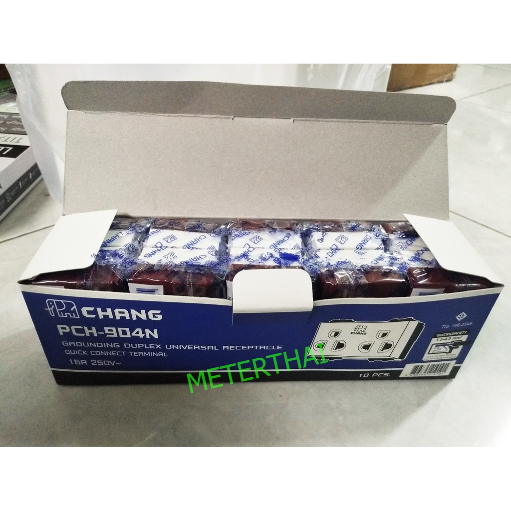 Chang ปลั๊กกราวด์คู่ รุ่น PCH-904N แบบเสียบสายล็อคเอง ช้าง ยกกล่อง 10 ตัว - meterthai - ThaiPick