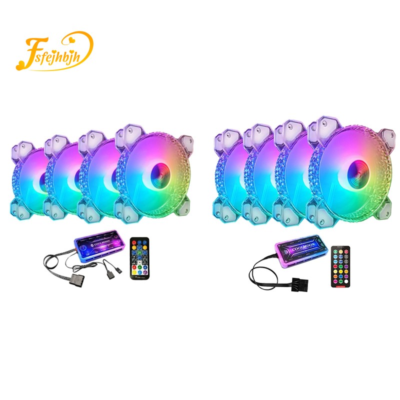 COOLMOON Crystal Diamond RGB 4 Fan Sets, 12cm Silent Long-Life RGB ...