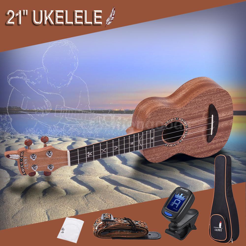 （COD）21" Acoustic Wooden Soprano Ukulele Ukelele Uke Mahogany Wood ...