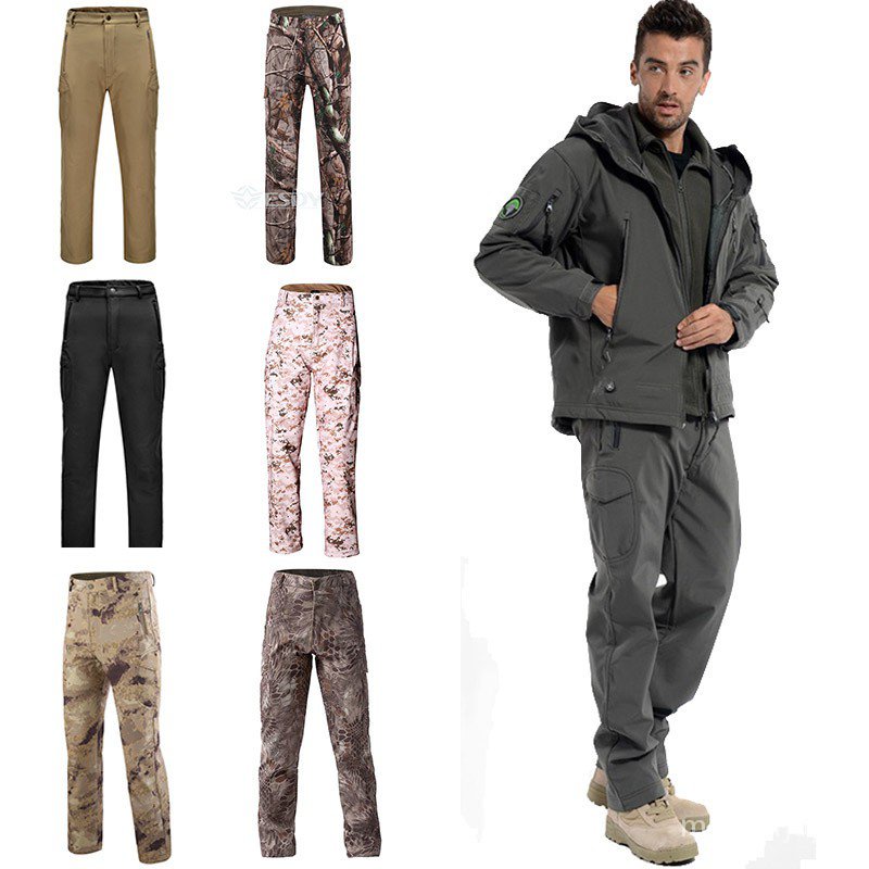 Shark Skin Softshell Tactical Pants Men Army Sport Camo Outdoor Pants ...