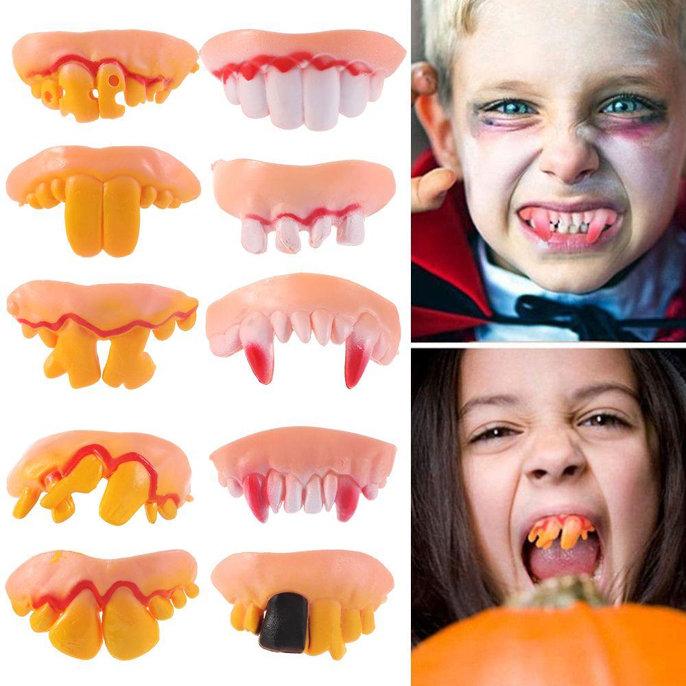 PENY 10pcs Artificial Funny Dentures Wacky Happy Halloween False Teeth ...
