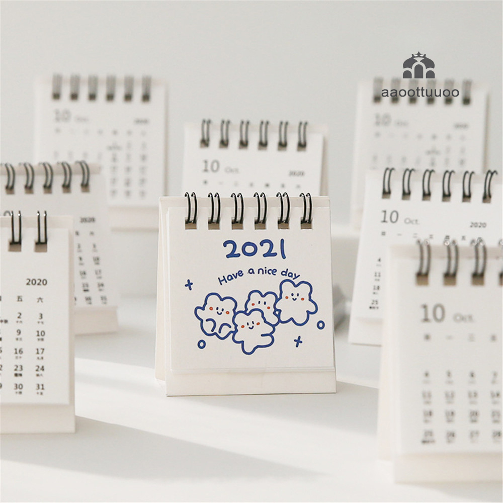 mini Desktop Paper simple Calendar dual Daily Scheduler Table Planner ...