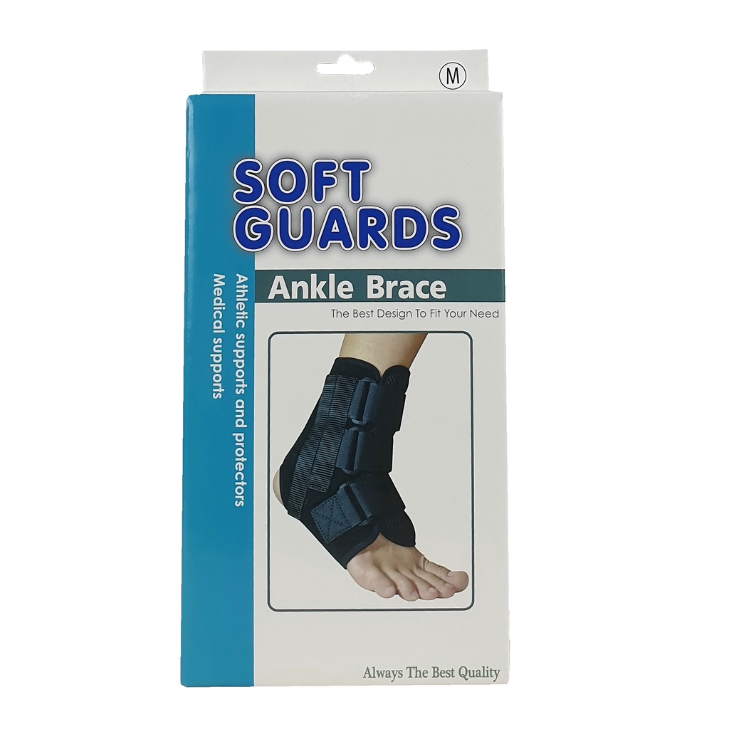 Softguards Ankle Brace อุปกรณ์พยุงข้อเท้า แบบมีแกนข้าง (Black) ใช้หลัง ...