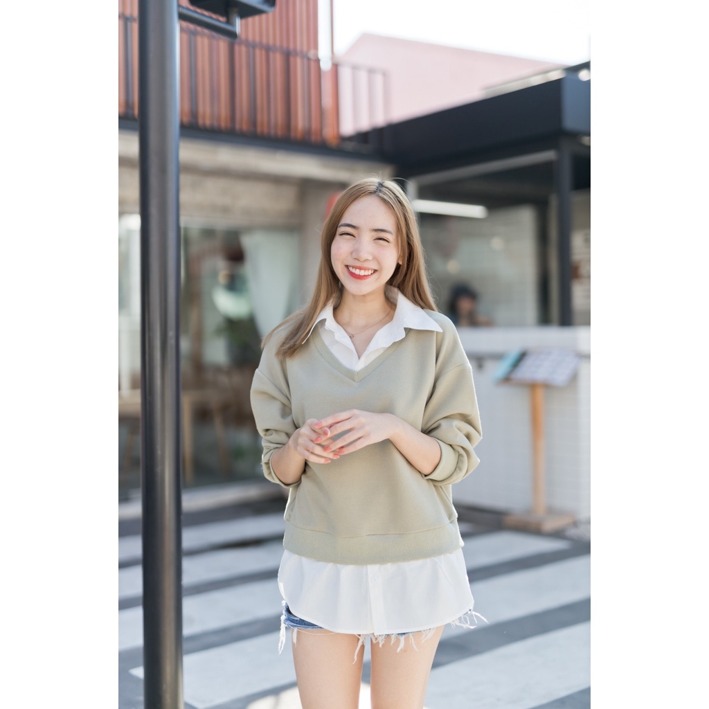 Numsha Brand เสื้อเชิ้ตไหมพรมแขนยาว / NB21054 | Shopee Thailand