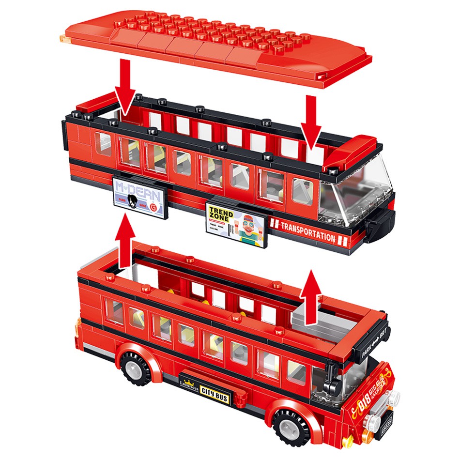 Lego compatible car series British style BRT double-decker bus 398pcs ...