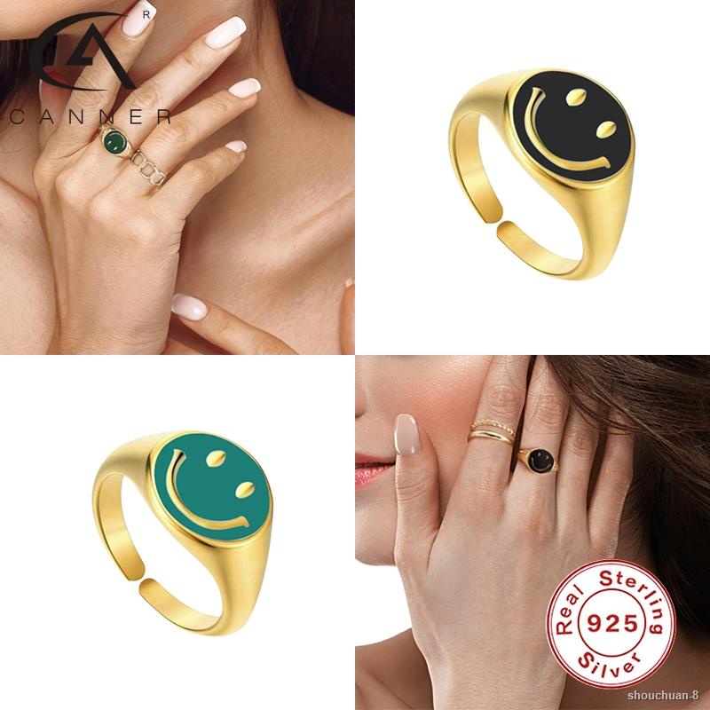 CANNER 925 Jewelry Rings for Women Smile Face Ring Female Smile Ring ...