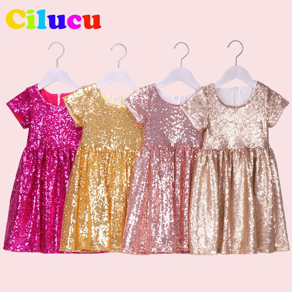 Toddler Girls Summer Dress Sequin Kids Birthday Party Princess Dress ...