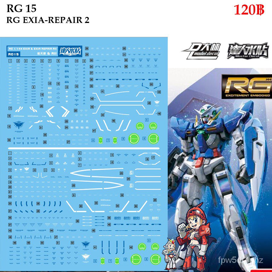 [Authentic]ดีคอลน้ำ Water Decal RG15 GUNDAM EXIA+REPAIR 2 Scale : RG 1/ ...