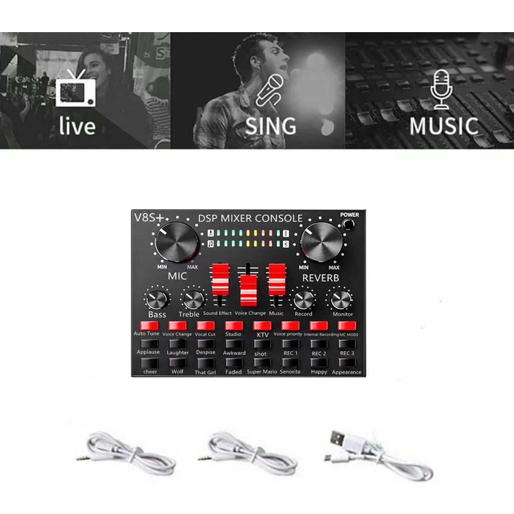 V8S+ Audio Live Sound Card การ์ดเสียง for Phone Computer USB Headset ...