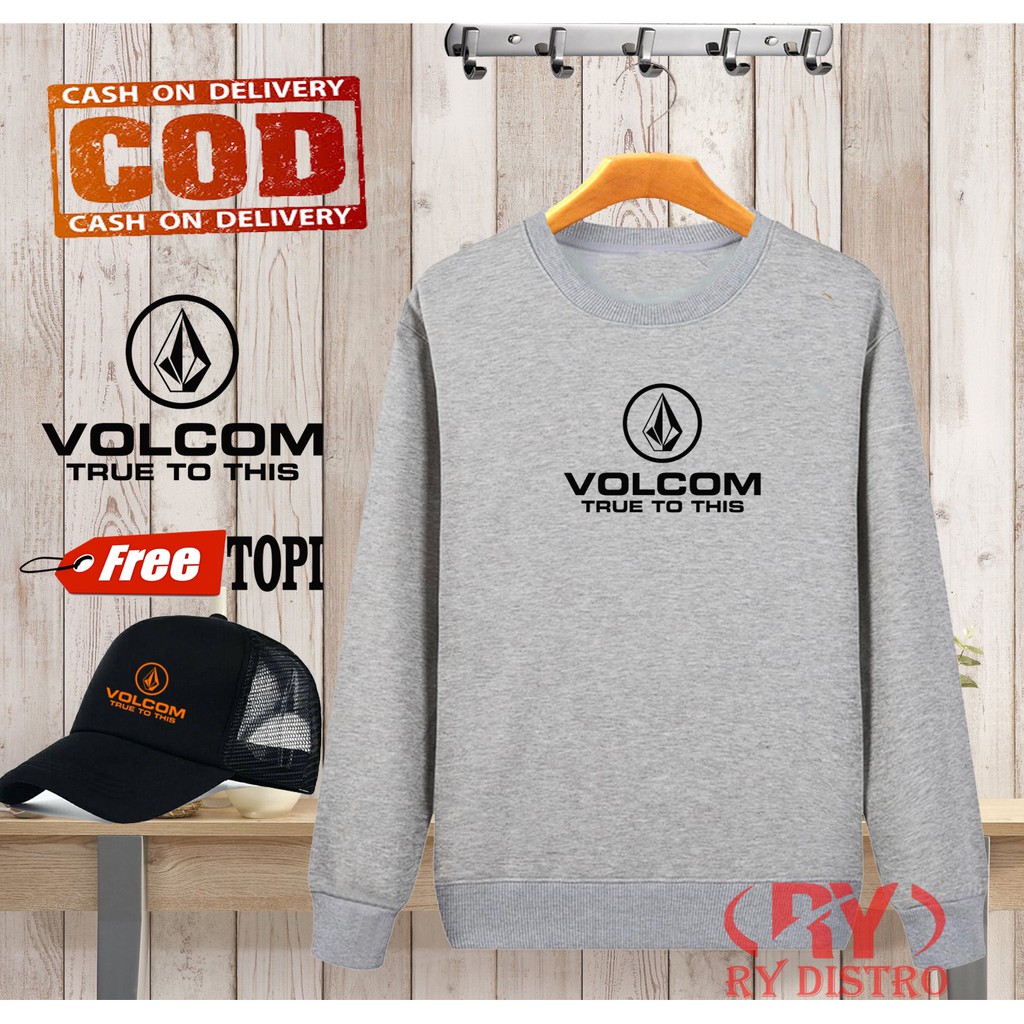 Bunus Topi...! Volcom เสื้อกันหนาวสีดํา + หมวก / เสื้อกันหนาวหมวก ...
