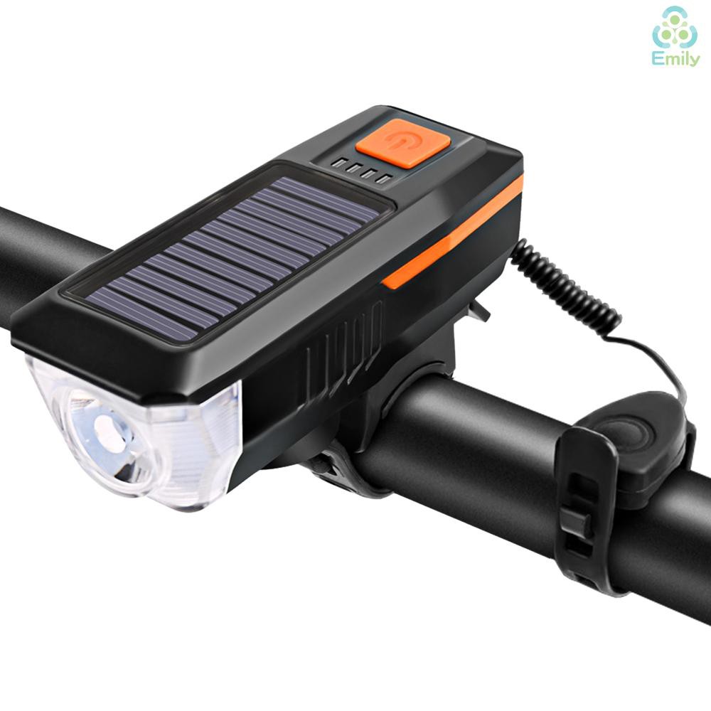 [Emily]Solar / USB Charging Bike Light Bicycle Bell Horn Lamp Bike ...