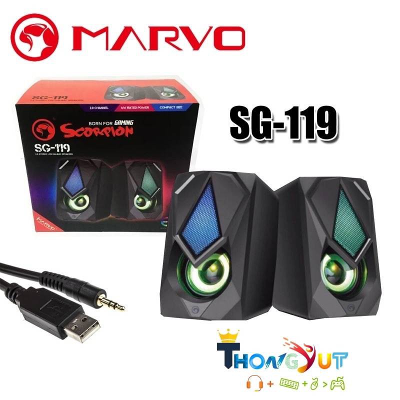 Marvo Speaker ลำโพงตั้งโต๊ะ รุ่น SG-119 USB power แจ๊คเสียบ 3.5mm ไฟ RGB LED เป็น Gaming Speaker ...