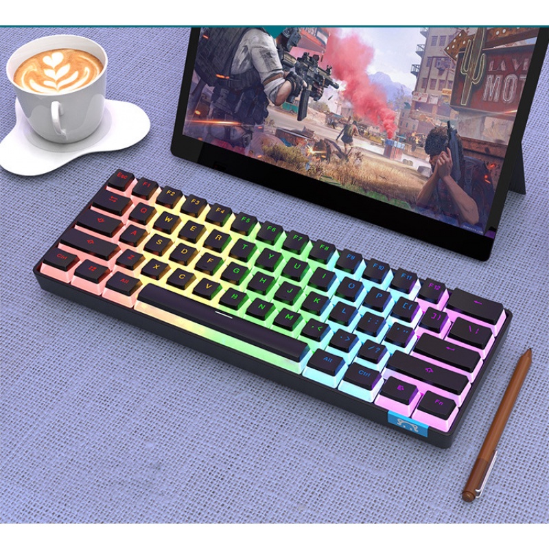 Dailytech Stk61 คีย์บอร์ดเกมมิ่งบลูทูธแบบมีสายและไร้สาย 60 Rgb พร้อม ...