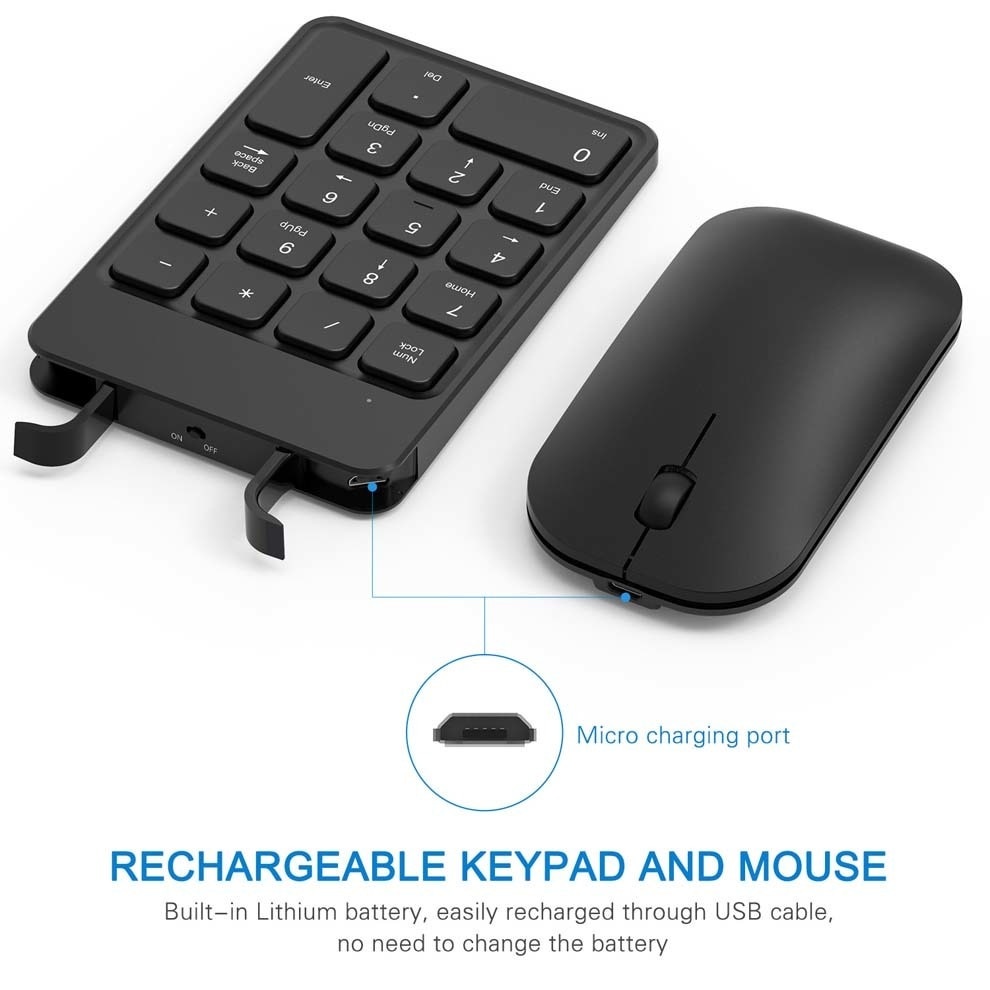 Seenda Jelly Comb 2.4GHz USB Numeric Keypad and Mouse Rechargeable ...