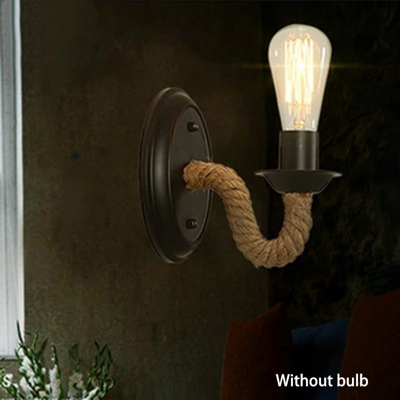 Rope Wall Lamp Retro Light Wall Sconce Beside Living Loft Lighting ...
