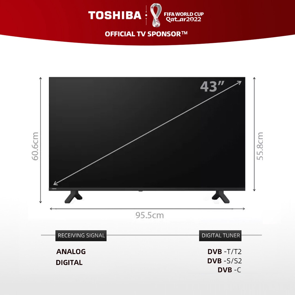 0O2J Toshiba TV ทีวี 43 นิ้ว Full HD Digital TV รุ่น 43S25KP Dolby Audio ทีวีดิจิตอล ใหม่ปี 2022 ...