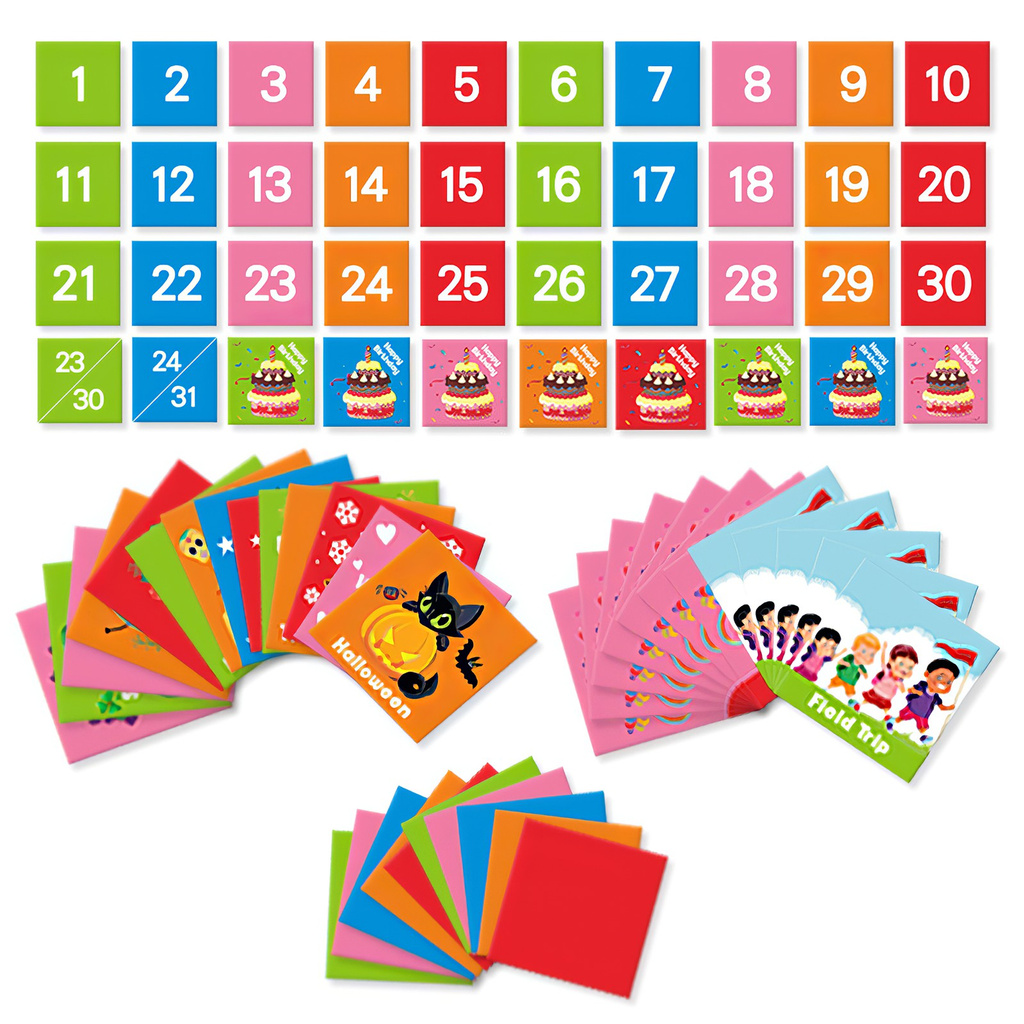 S Blue Monthly Calendar Chart Nylon Learning Calendar Pocket