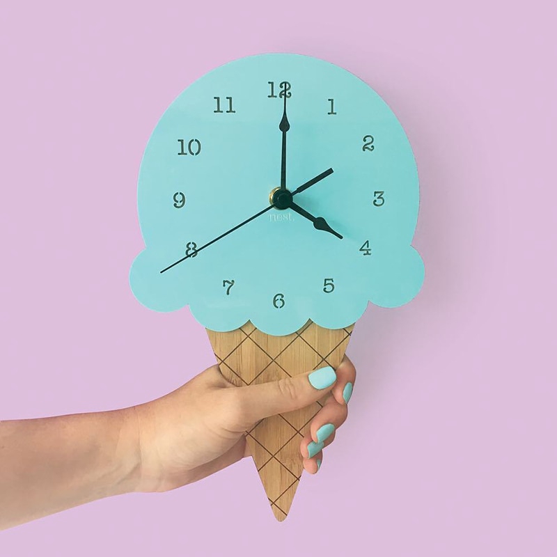 Nordic Ice Cream Wall Clocks Cartoon Mute Watch Wall Home Decor Kids ...