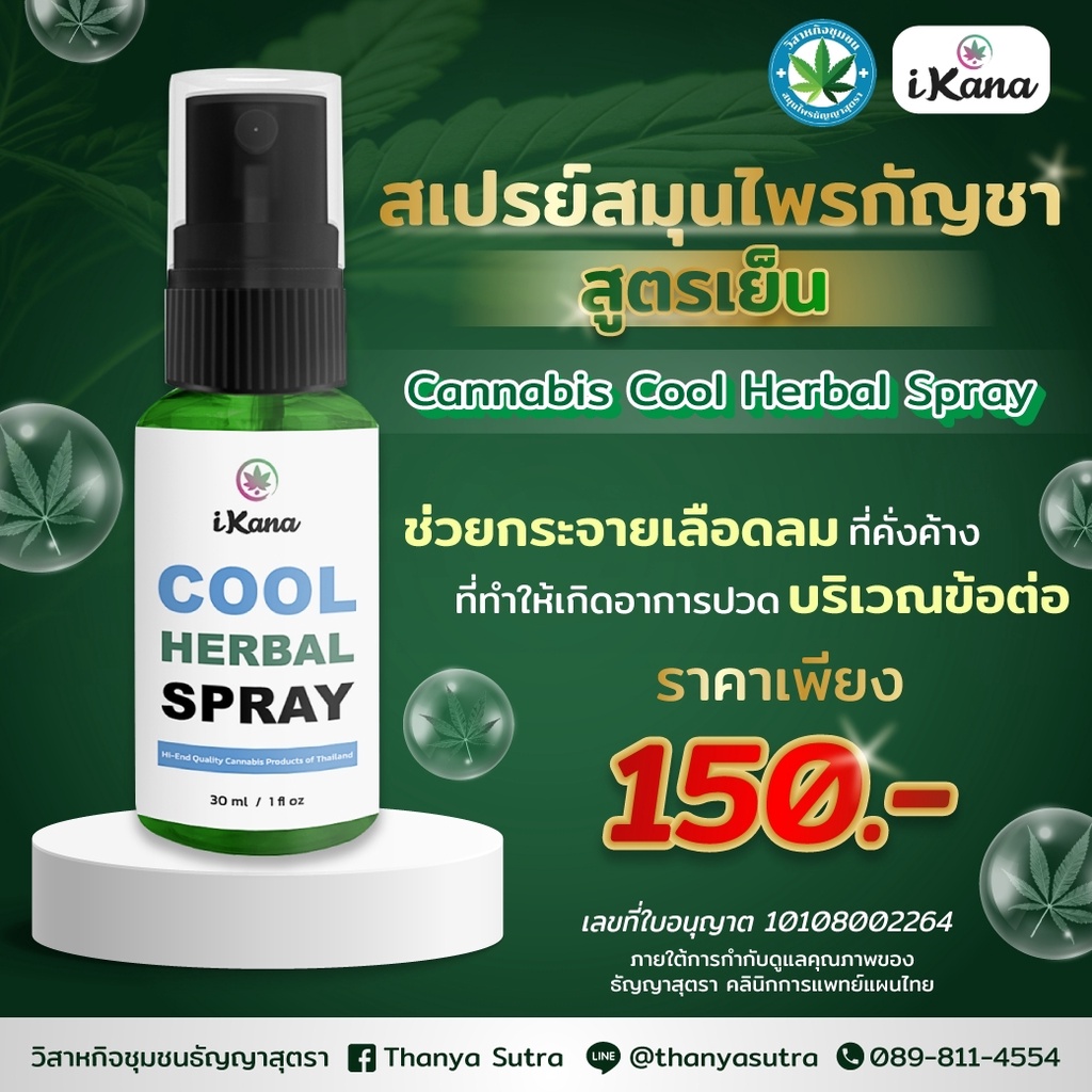 สเปรย์สมุนไพรกัญชา สูตรเย็น Cannabis Cool Herbal Spray - ikanathailand - ThaiPick