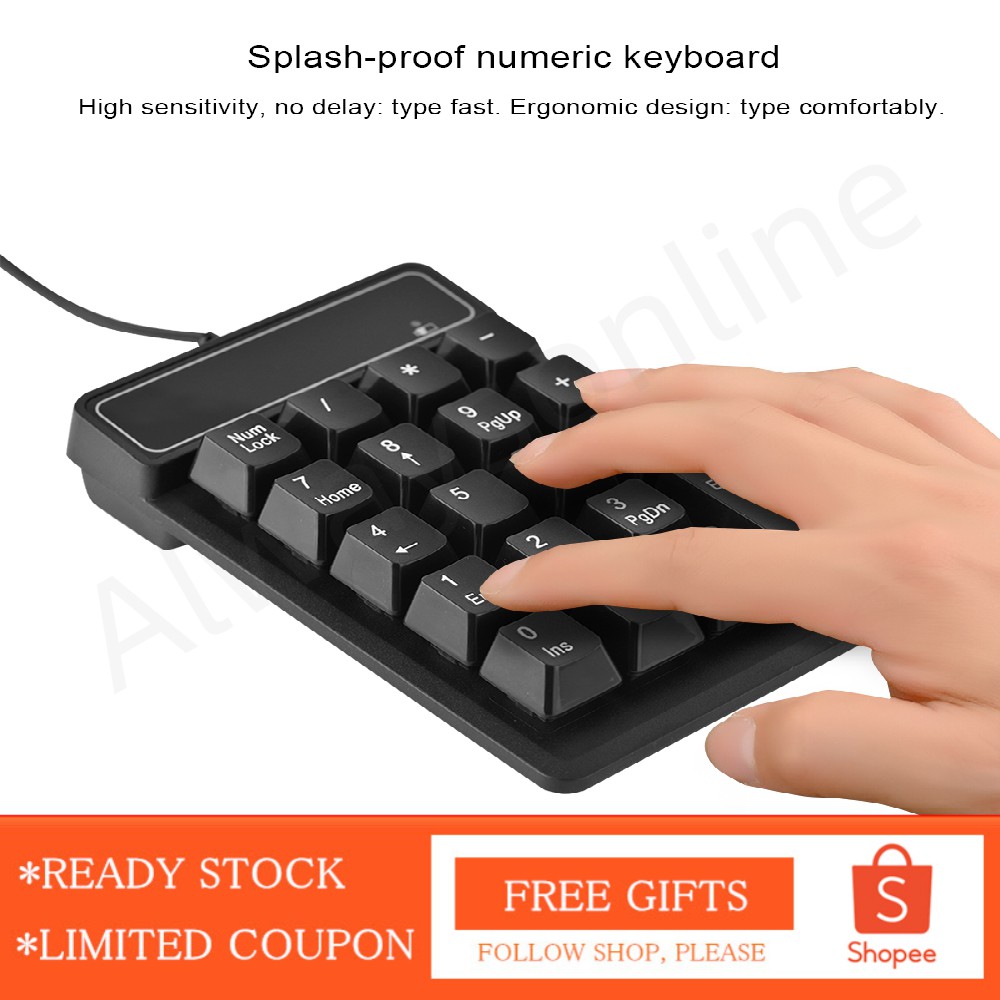 [ready Stock] Usb Wired 19 Keys Numeric Keypad Number Pad For Pc Ggw8