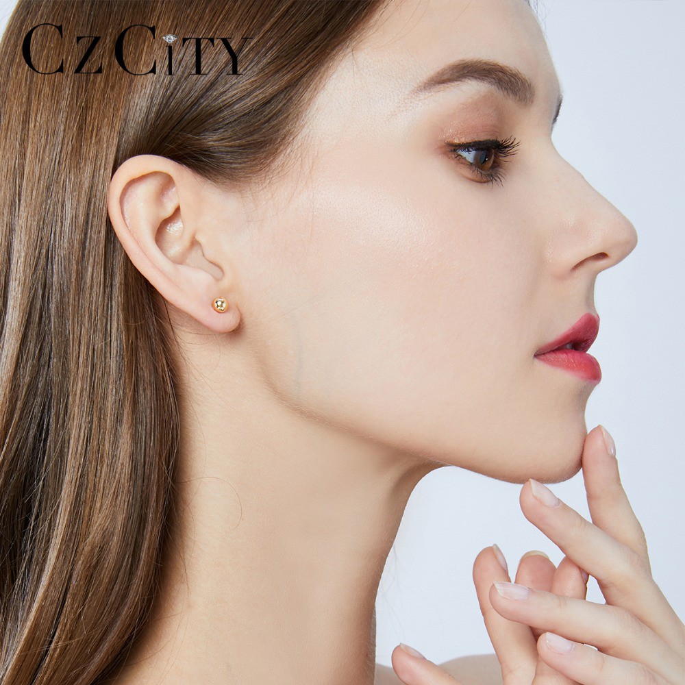 CZCITY Luxury Brand Charm Authentic Pure 18k Yellow Gold Round Bead ...