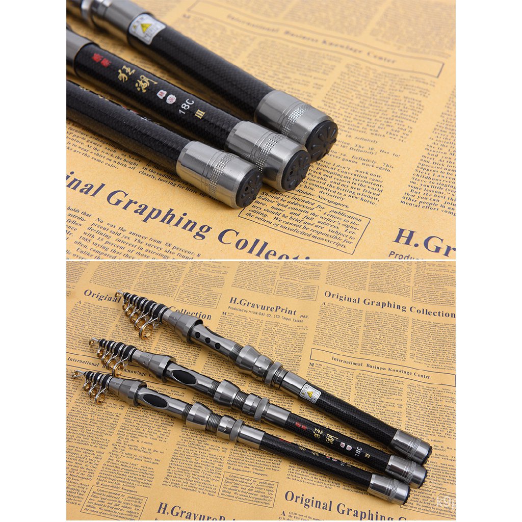 1.5M-2.1M Carbon Fiber Portable Telescopic Fishing Rod Spinning Fishing ...