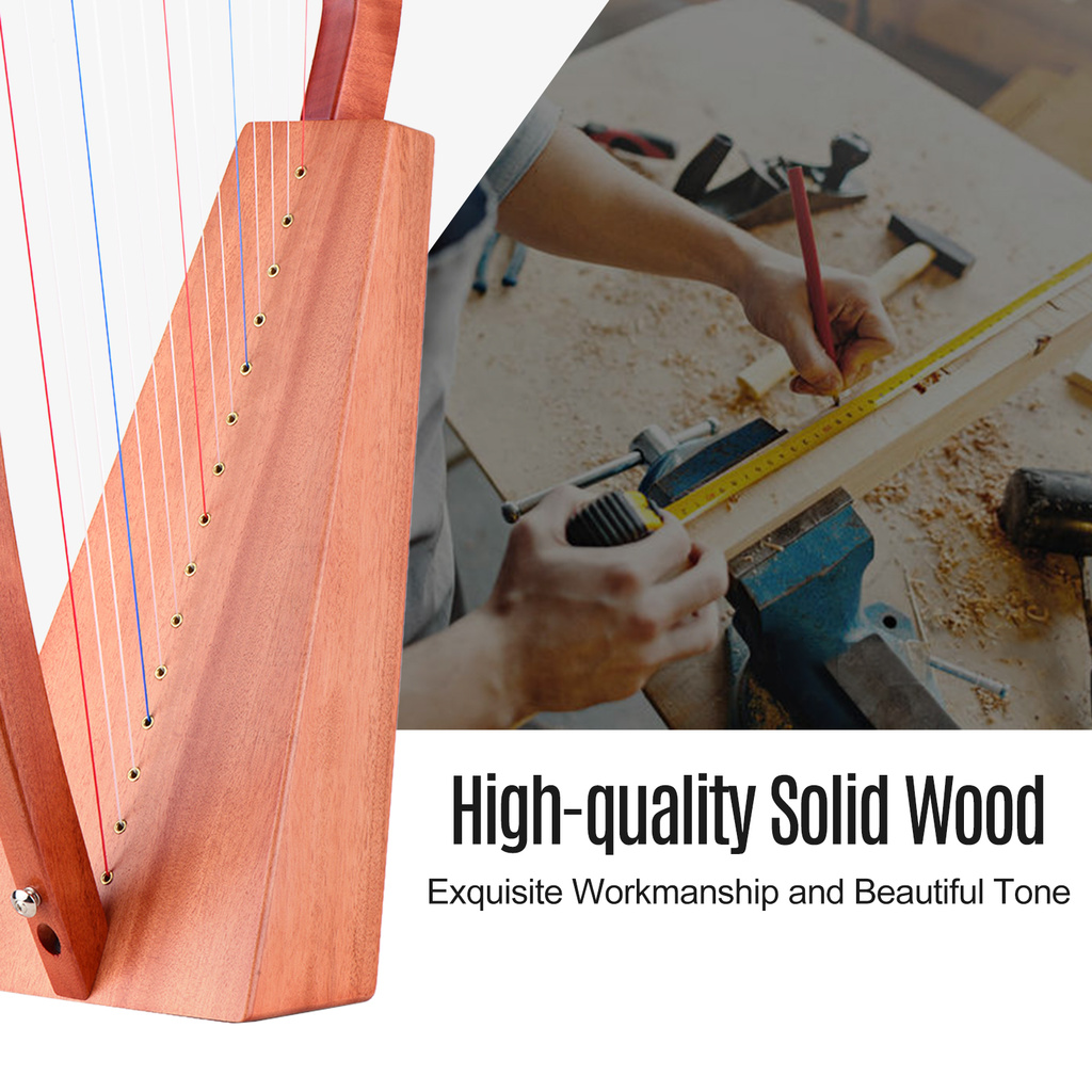 Walter.T 15-String Lyre Harp เครื่องมือประแจไม้สําหรับผู้เริ่มต้นสาย ...