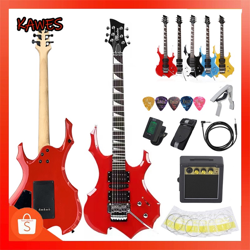 KAWES กีต้าร์โปร่งไม้ไซคามอร์ กีต้าร์ไฟฟ้าพร้อมแอมป์ กีต้าร์ไฟฟ้า 6 สาย ...