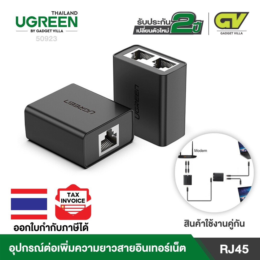 UGREEN 50923 RJ45 Splitter Connector Output: 2 x RJ45 (Black) | Shopee ...