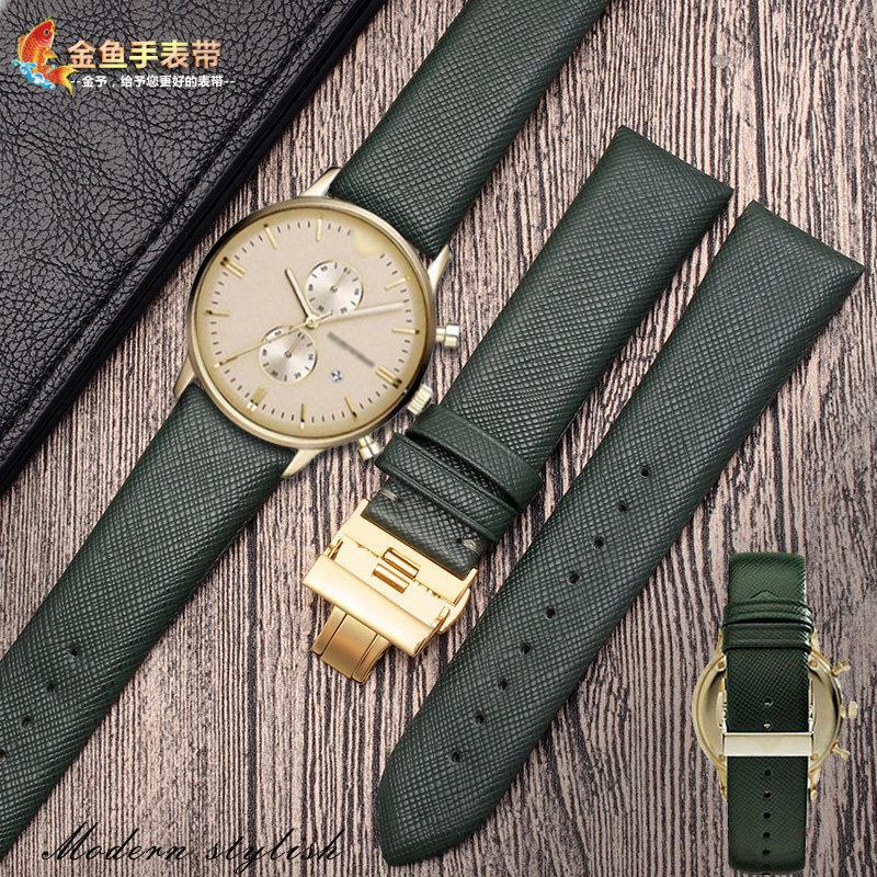 Lizard Grain สายหนังแท้ผู้ชายเหมาะสำหรับ Armani AR1674 AR0382 AR1722 ...