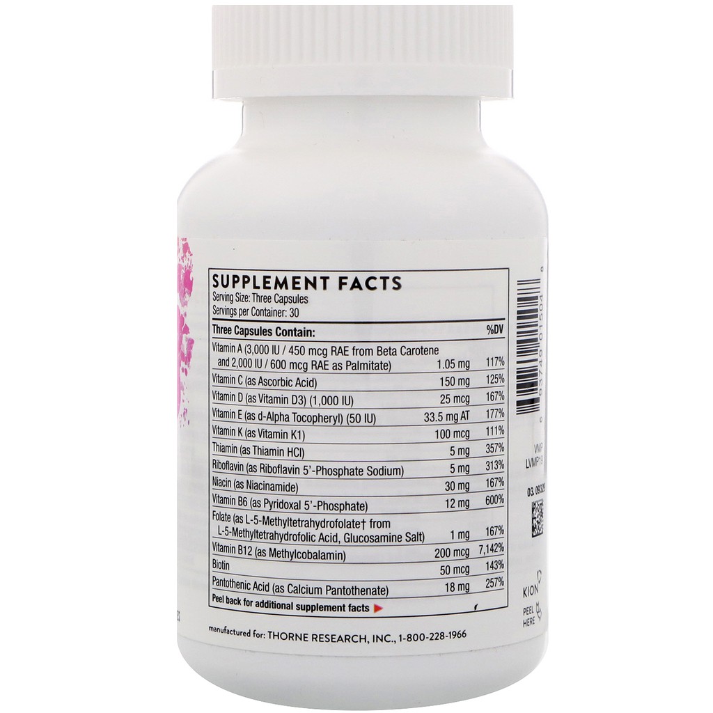 THORNE Basic Prenatal For Pregnant and Lactating Women 90 caps วิตามิน ...