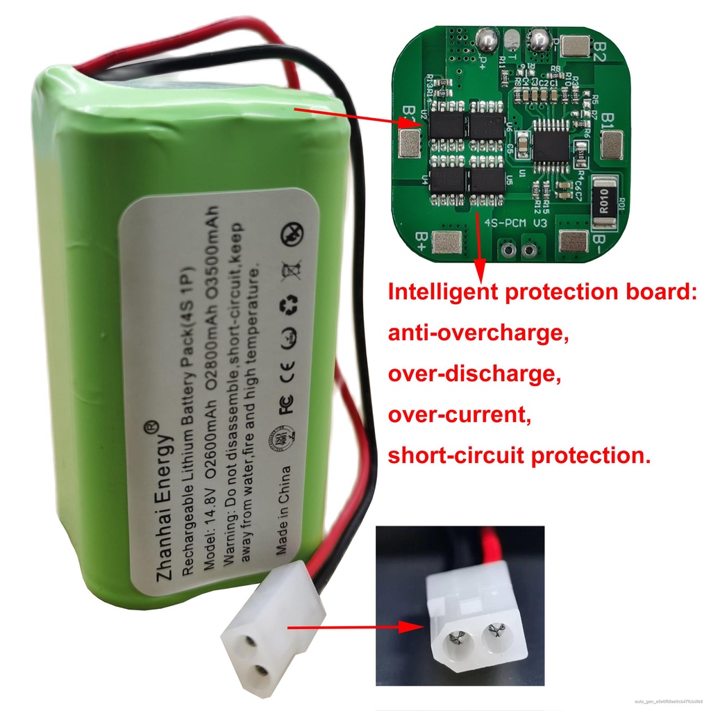 14.4v 14.8v 3500mah 2800mah 2600mah Li-ion Cylindrical Rechargeable Battery For Sweeping Robot ...