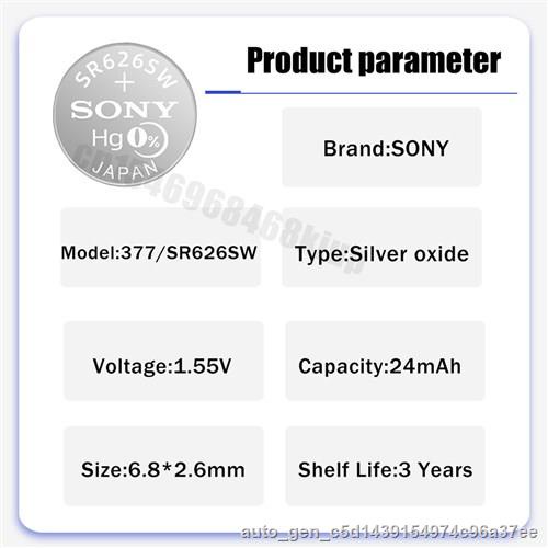 SONY 377 377A SR626SW Button Cell For Watch Toys Car Keys Calculator Remote Control AG4 SR626 ...