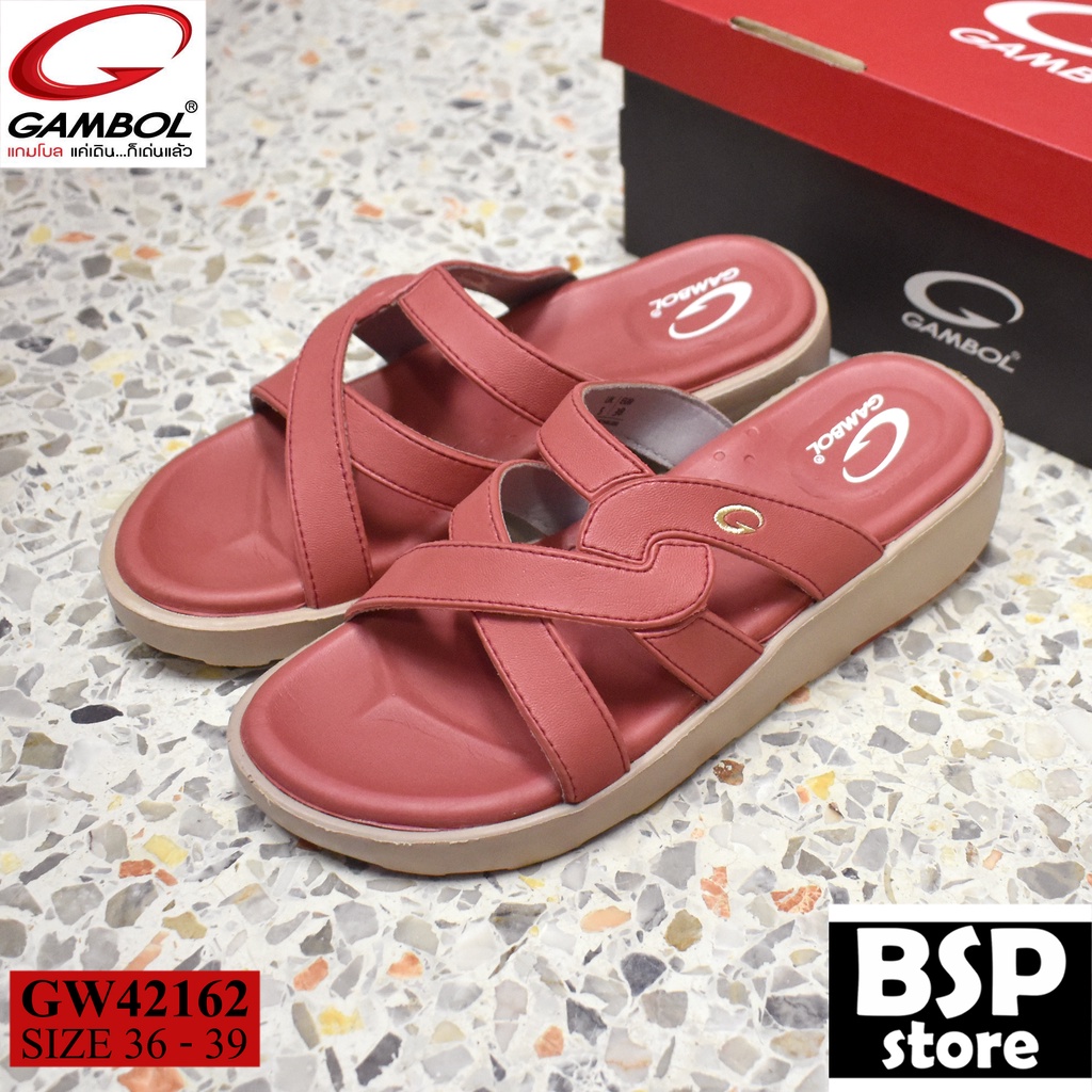 Gambol แกมโบล รองเท้าแตะ สวม ส้นเตารีด ผู้หญิง GW42178 Size 36-39 ...