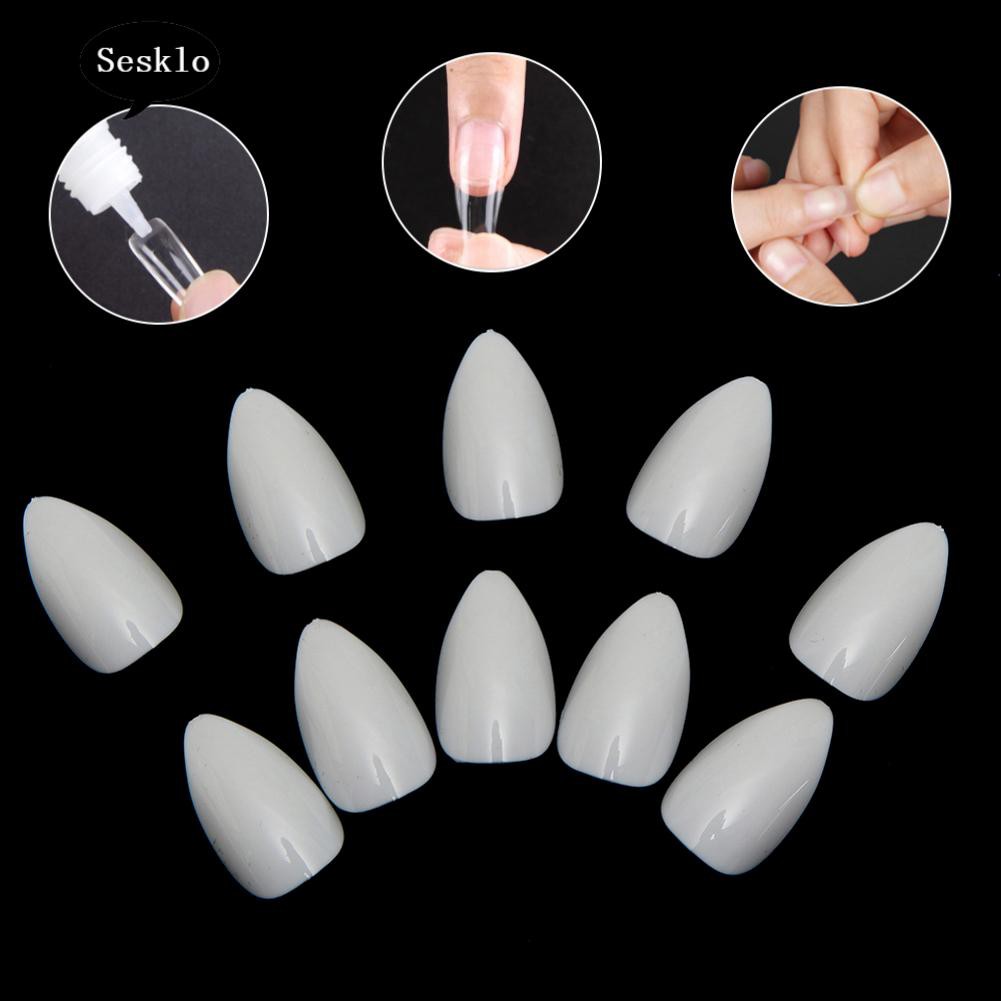 ღღSK☀500Pcs Almond Oval Pointy False Fake Nail Tips DIY Art Manicure ...