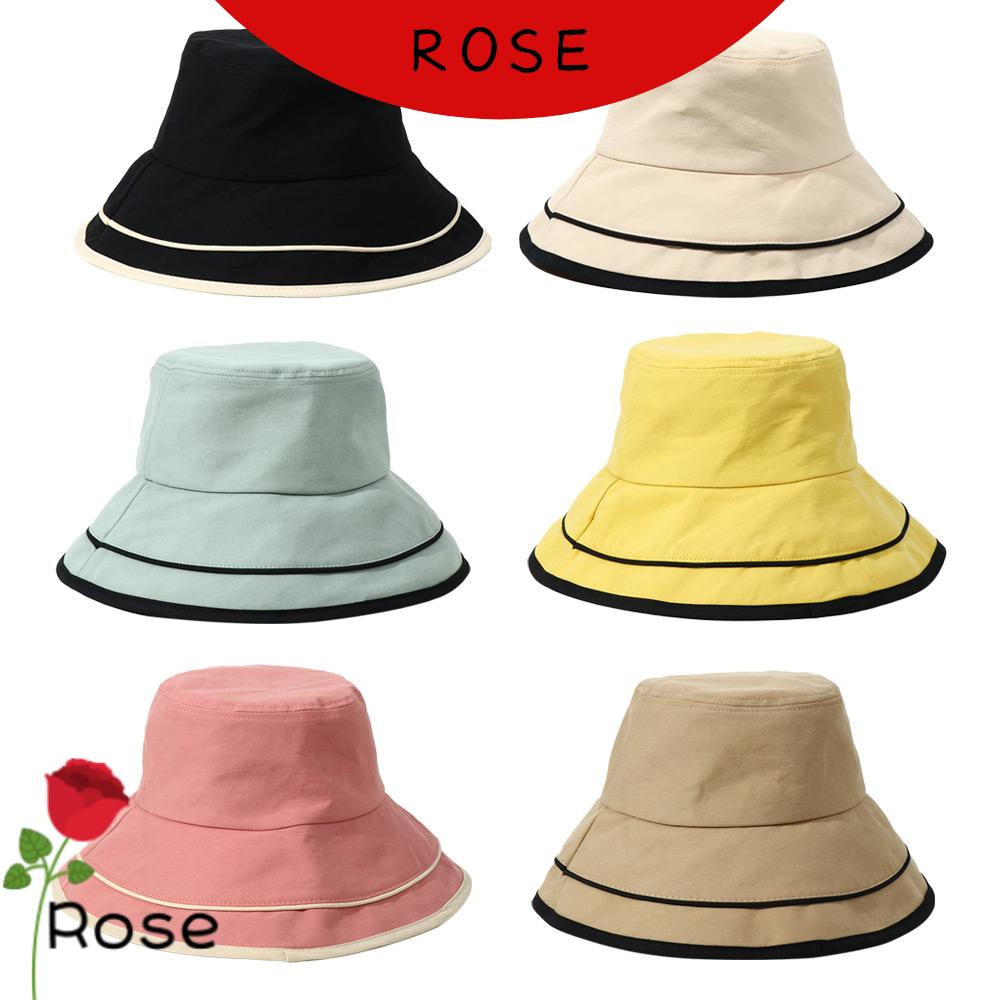 ROSE Spring Summer Bucket Hat Foldable Sun Hat Beach Cap Women Anti-UV ...
