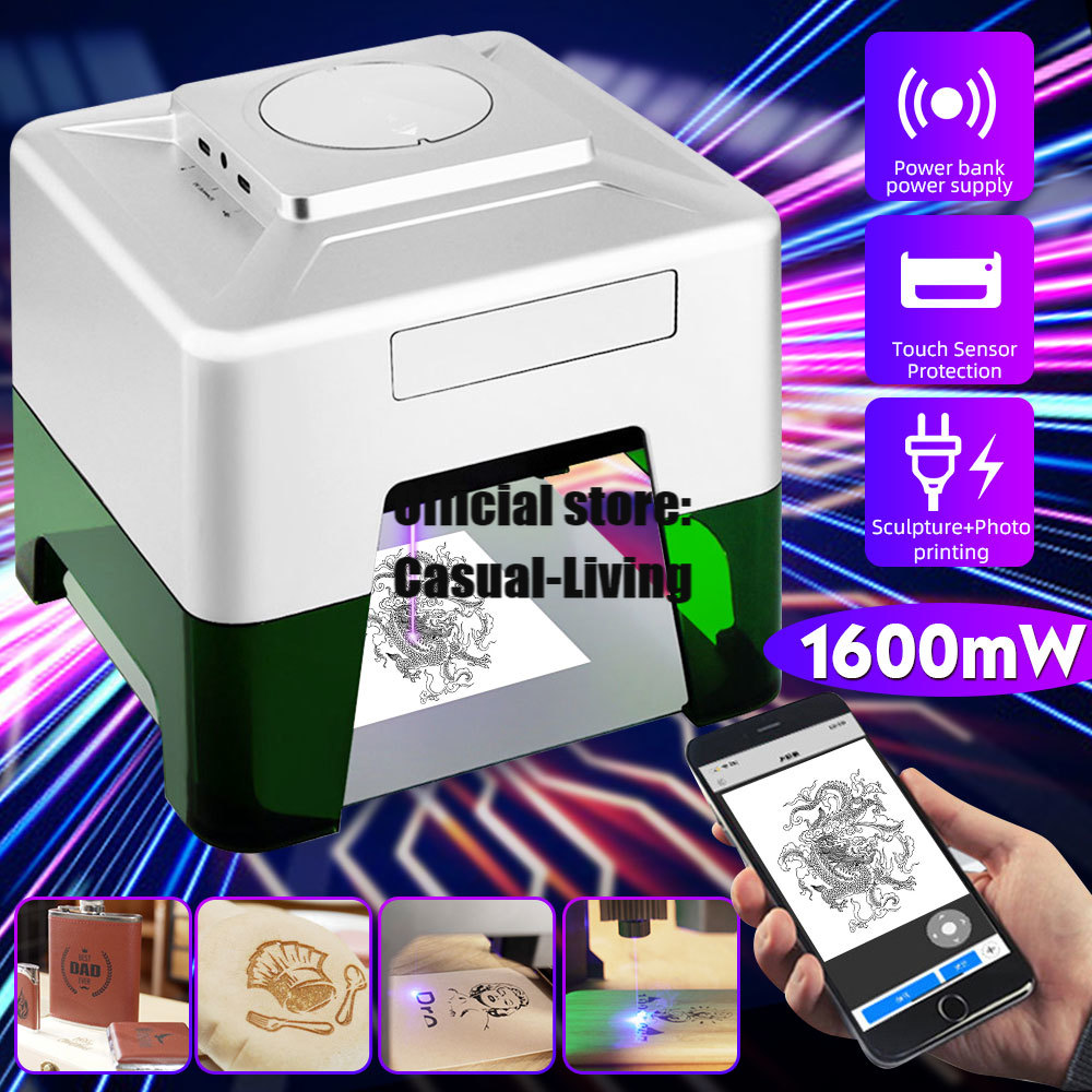 1600MW laser engraving Carver machine mini Bluetooth engraver DIY logo ...