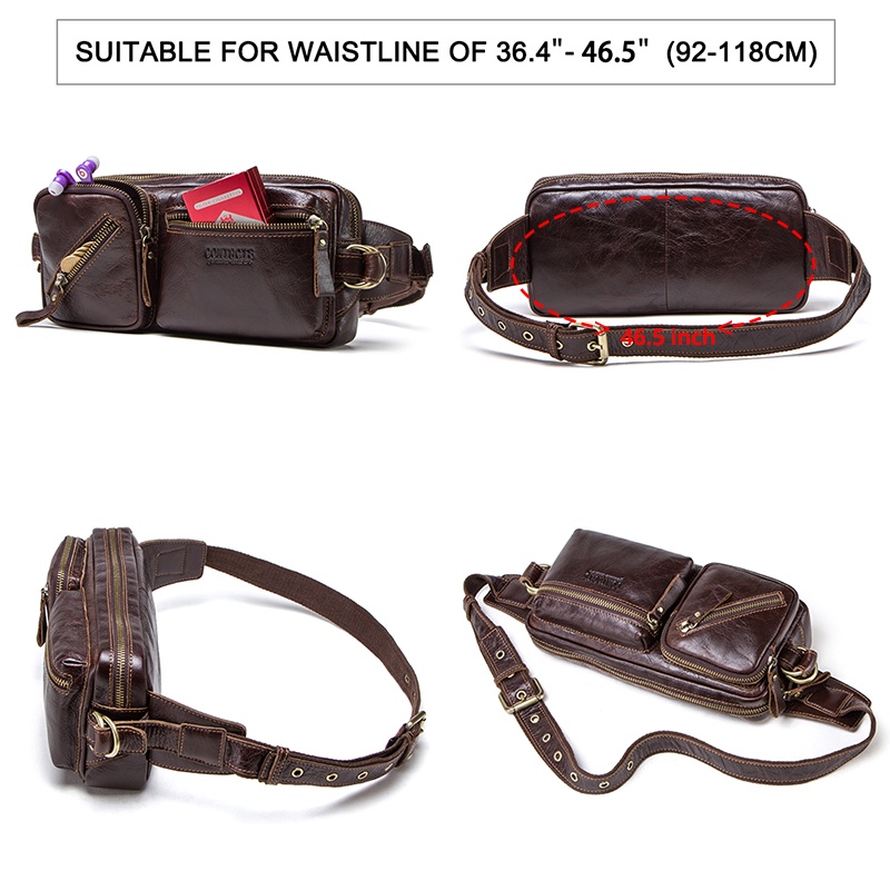 BContact39s Brand Designer Genuine Leather Waist Packs Men Travel Fanny ...