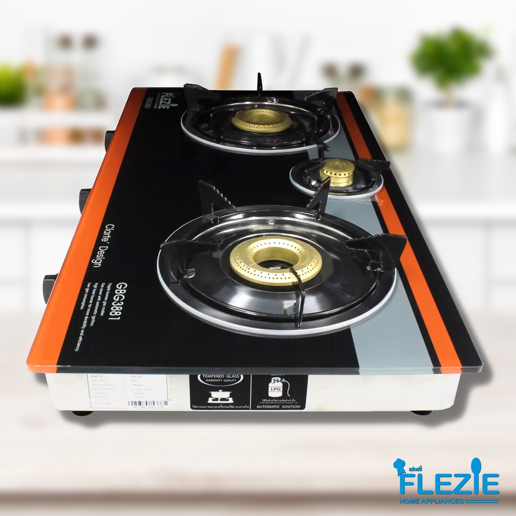 Flezie เตาแก๊สหัวทองเหลือง3หัวเตา รุ่น GBG3881 - smartimpex - ThaiPick