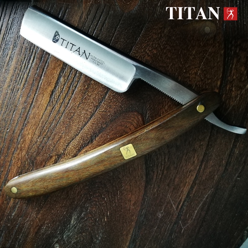 Titan Green sandalwood handle old fashioned straight razor for men free ...