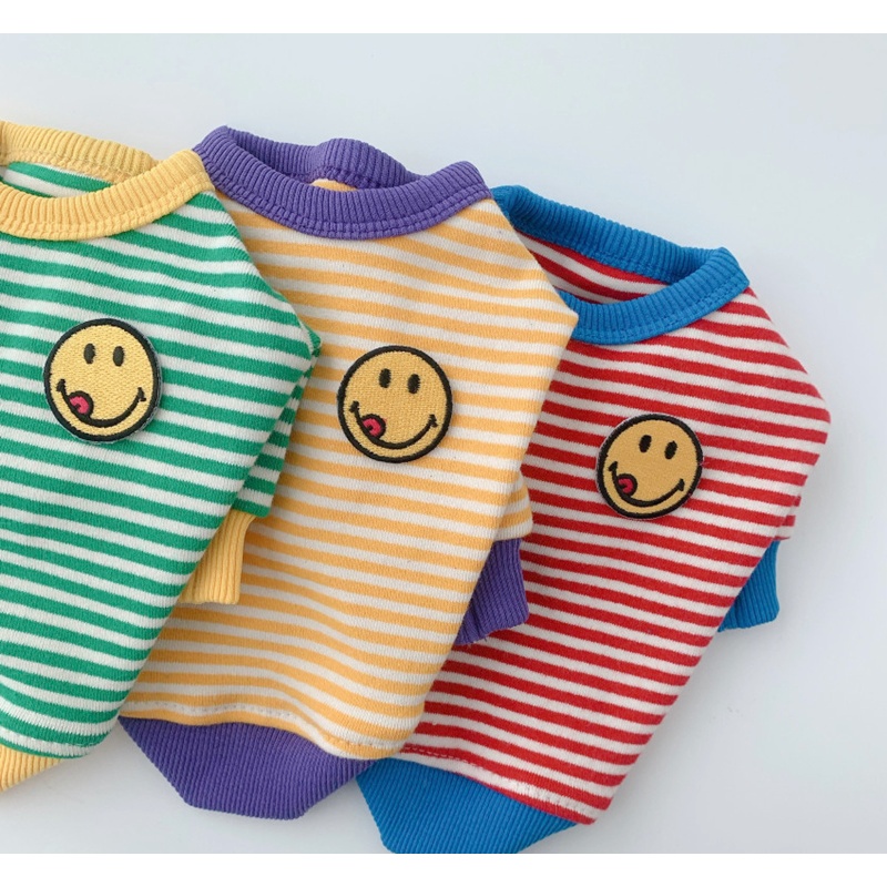 พร้อมส่ง A07 เสื้อแขนสั้นหน้ายิ้ม เสื้อผ้าสัตว์เลี้ยง เสื้อหมา เสื้อแมว - tusuaemeaw - ThaiPick