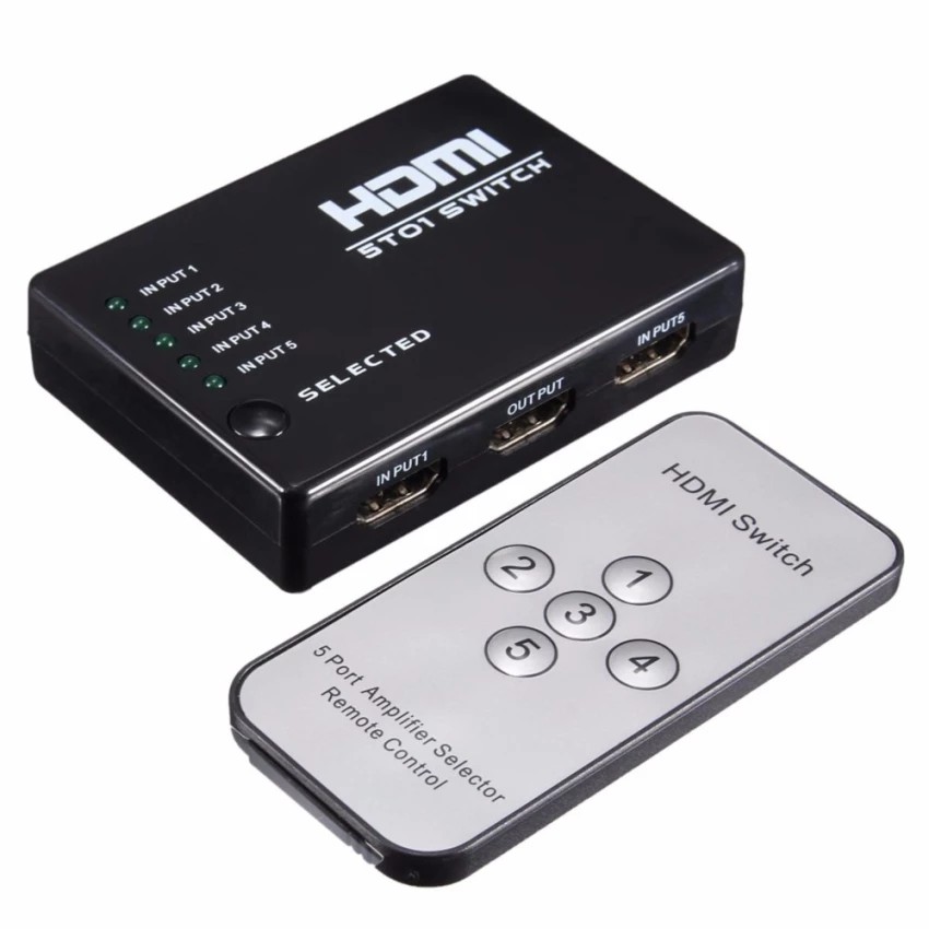 กล่องรวมสัญญาณ HDMI SWITCHER & HUB 5 IN 1 OUT PORT Remote Selector at ...