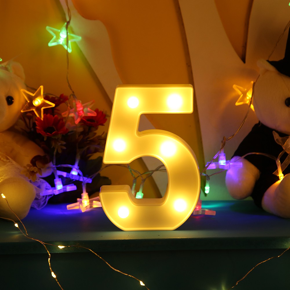 Ver★ 3DWhite Number LED Light Marquee Sign Hanging Night Lamp ...