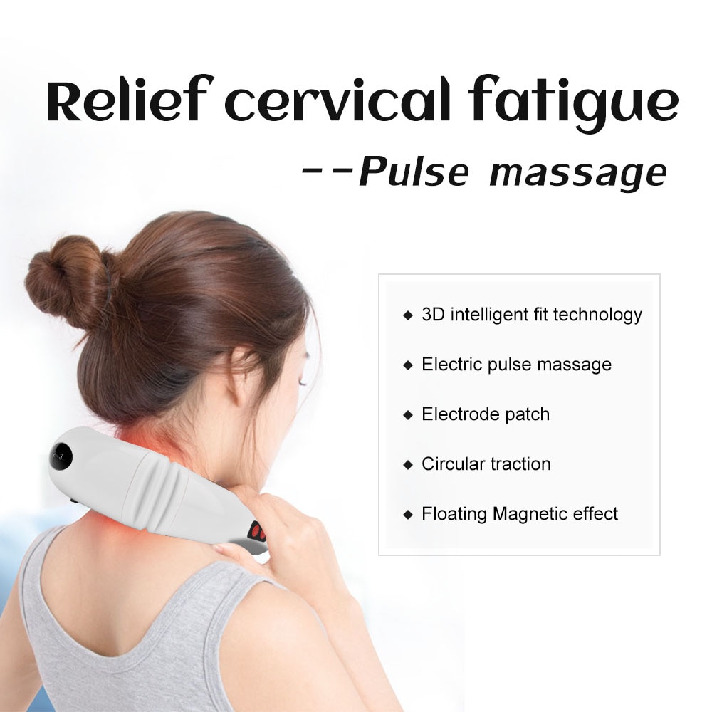 Electric Neck Pulse Massager Infrared Heating Cervical Vibrator Back ...