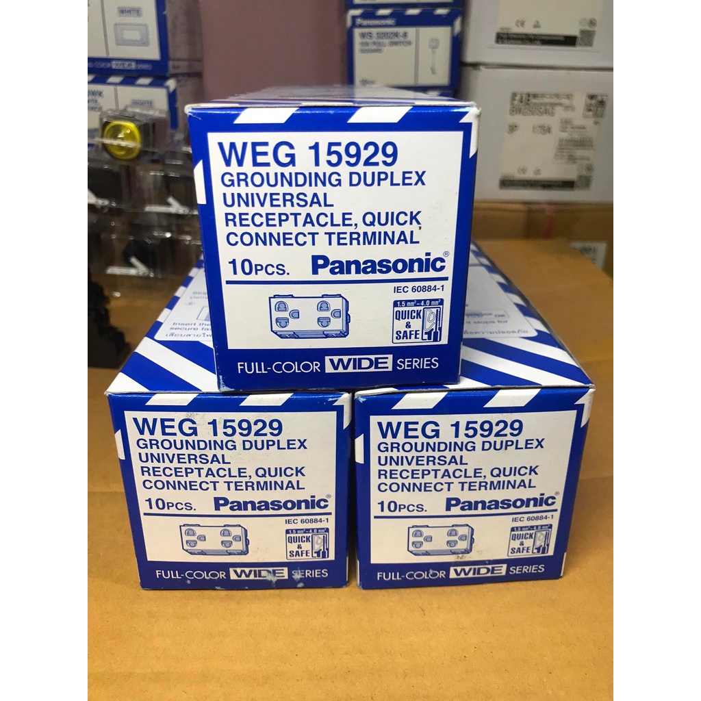 Panasonic ปลั๊กกราวน์คู่ ยกกล่อง(ใช้คู่กับฝารุ่นใหม่) Wide-Series รุ่น ...