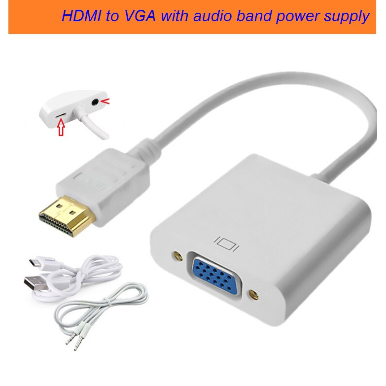 สายแปลง HDMI to VGA Cable สาย HDMI Cable Converter Adapter HD1080p ...