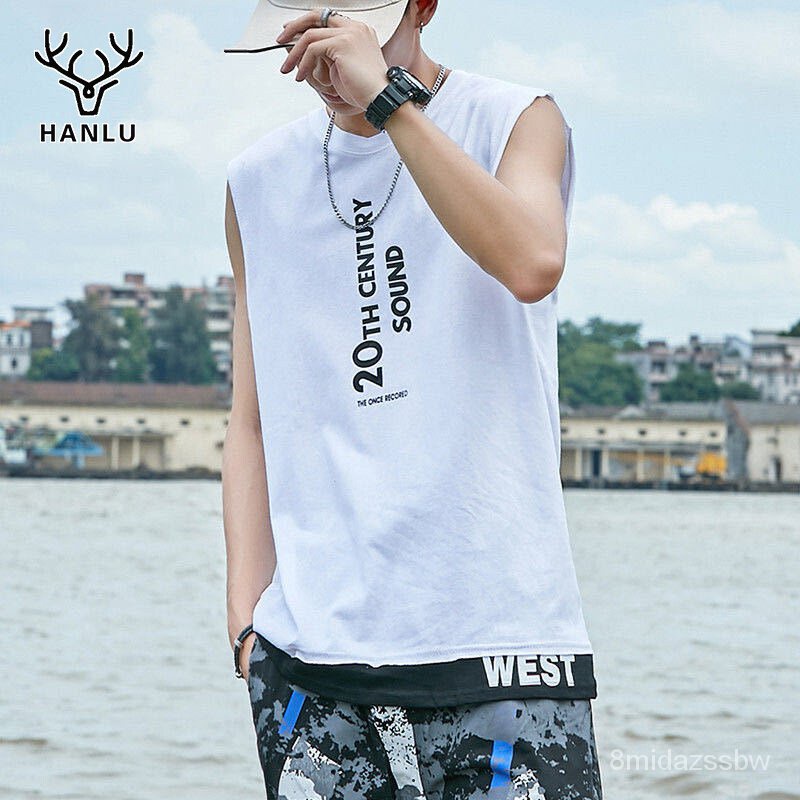 Hanlu เสื้อแขนสั้นเกาหลี เสื้อยืดทรงหลวมสำหรับผู้ชาย พิมพ์ลายตัวอักษร ...