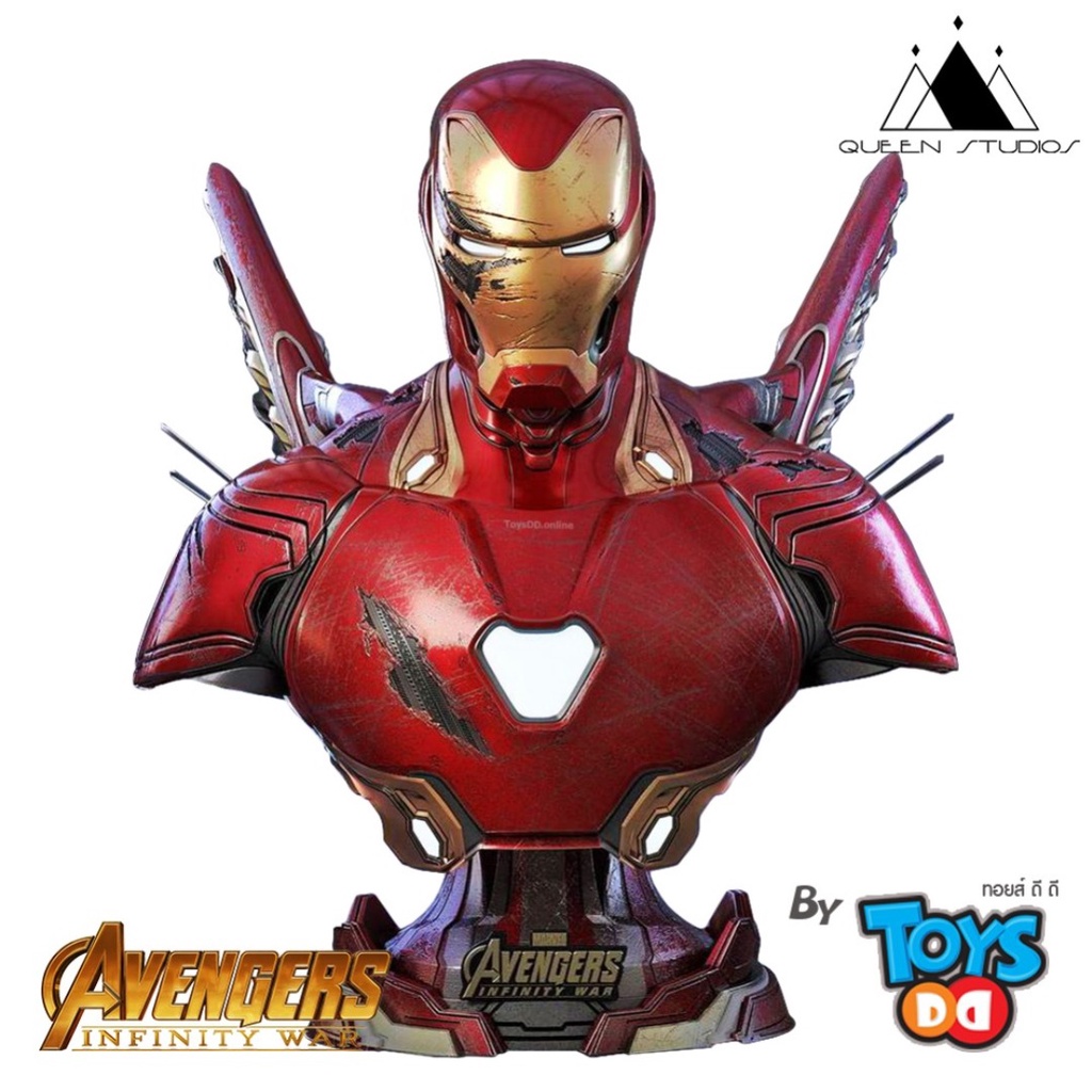 Queen Studios Life-sized Iron Man Mark 50 Battle Damaged 11 Bust ...