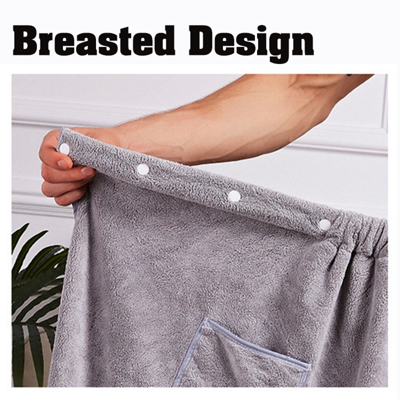 ஐWearable Men Bath Towel Thicken Soft Microfiber Bathrobe With Magic ...